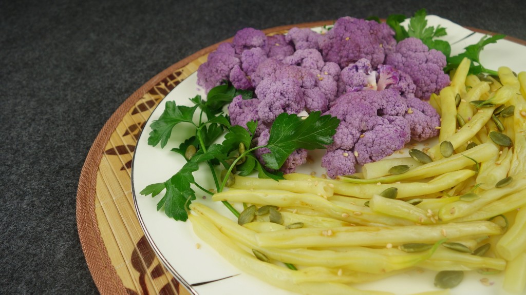 Ginger Dressed Golden Beans with Purple Cauliflower - Food for Body ...