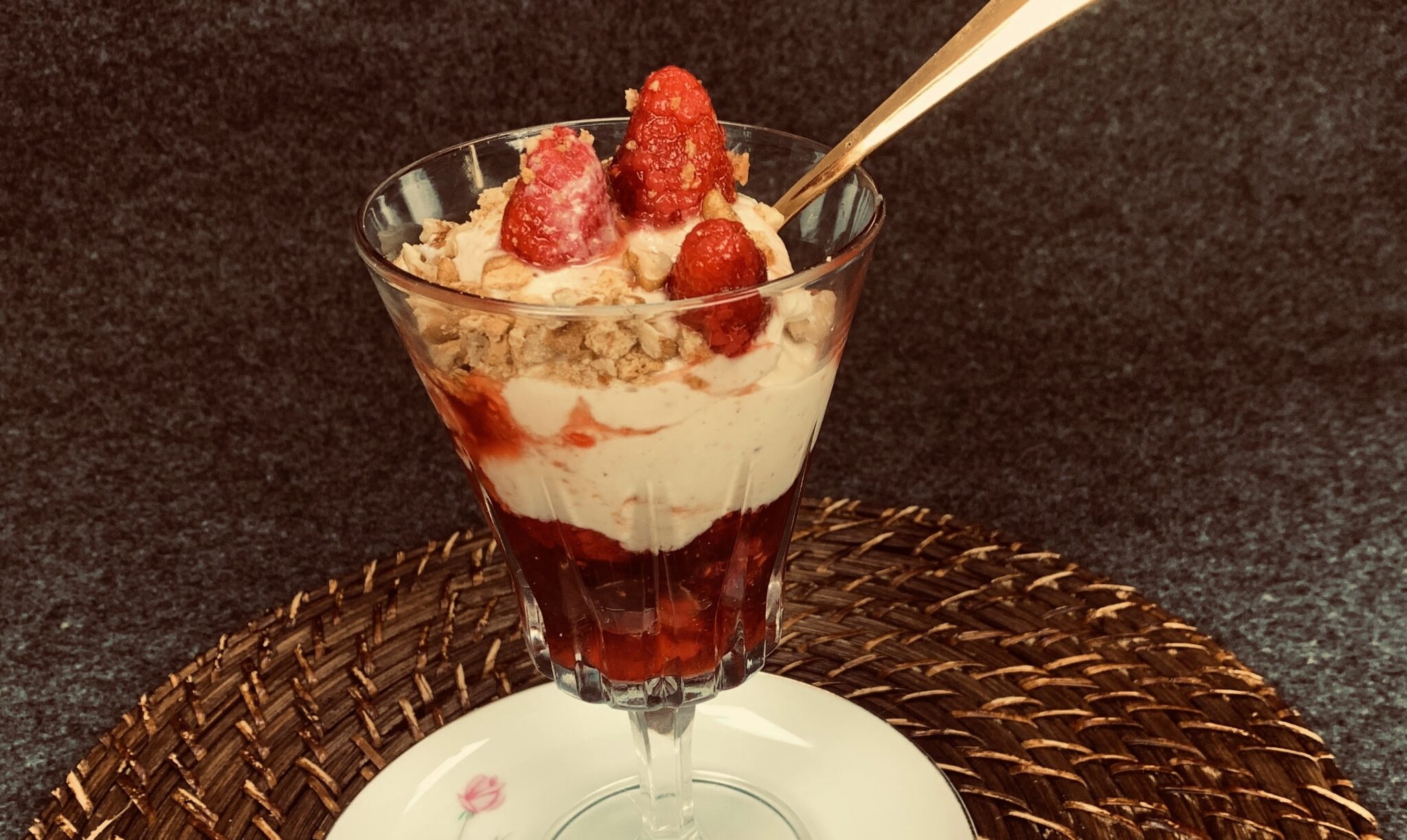 Frosty Cheesecake Soft-Serve Dessert with Honey-Glazed Sweet Berries ...